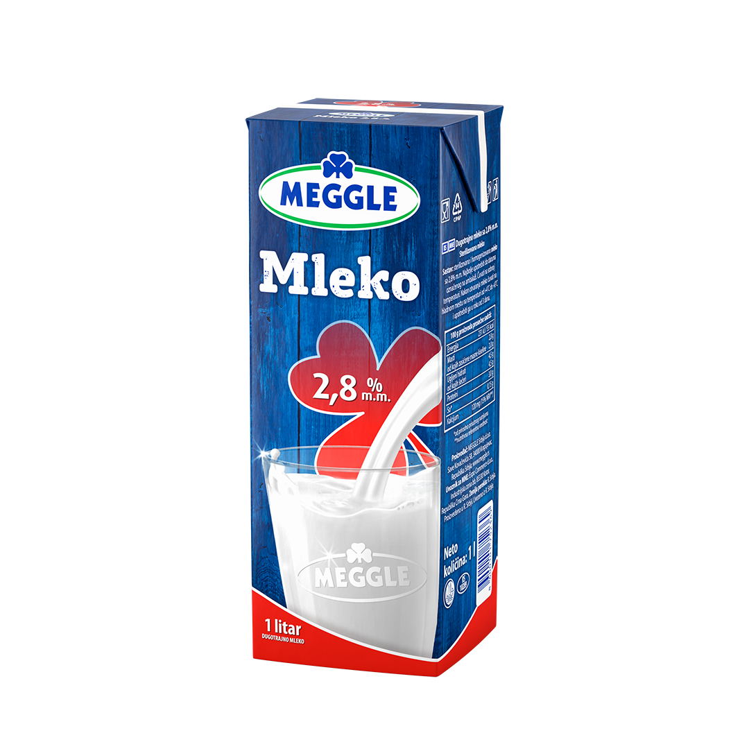 Dugotrajno mleko sa 2,8% m.m. 1l bez čepa - MEGGLE